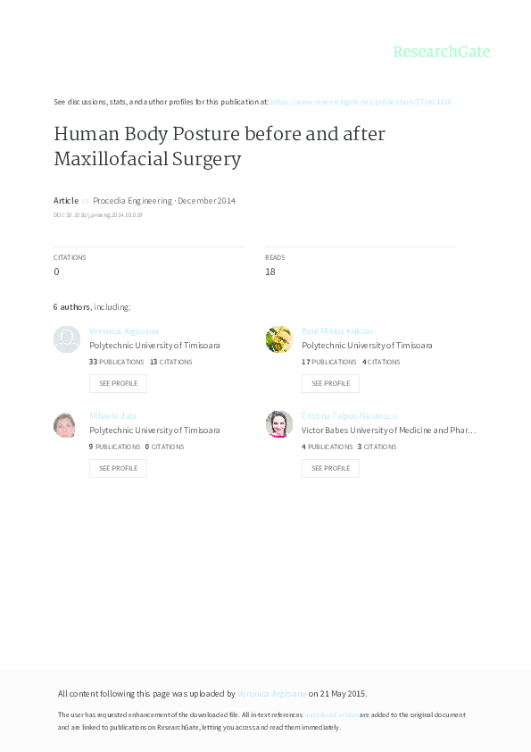 (PDF) Human Body Posture before and after Maxillofacial Surgery