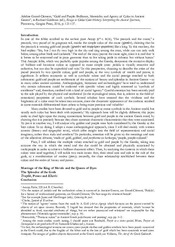 (PDF) Adeline Grand-Clément, “Gold and Purple: Brilliance, Materiality ...