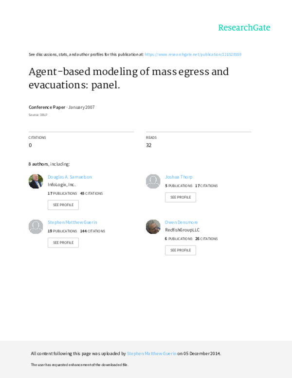 (PDF) Agent-based modeling of mass egress and evacuations: panel
