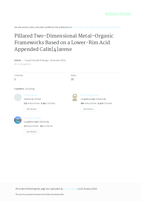 (PDF) Pillared Two-Dimensional Metal–Organic Frameworks Based on a ...