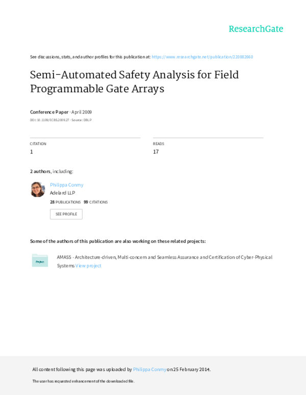 (PDF) Semi-Automated Safety Analysis for Field Programmable Gate Arrays