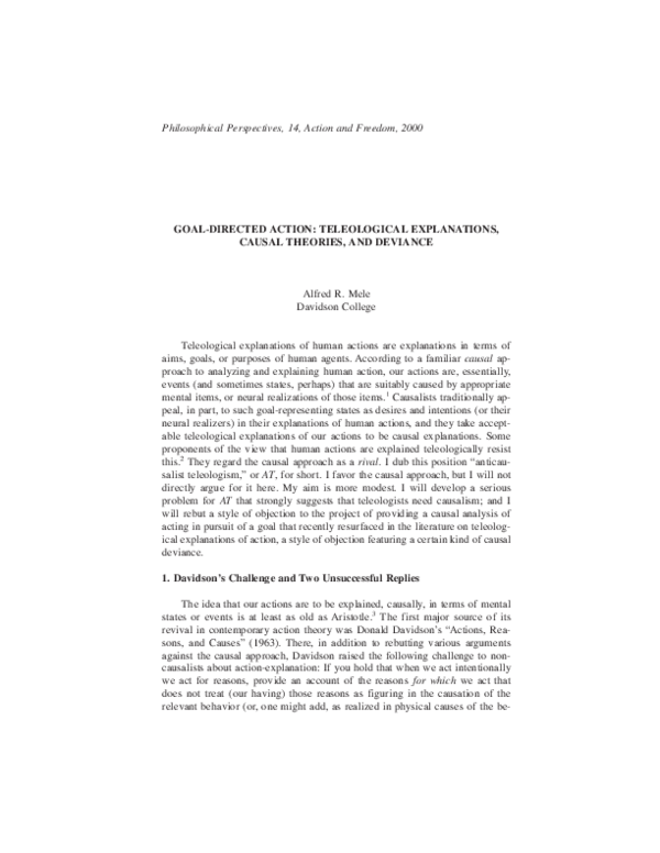 (PDF) Goal‐Directed Action: Teleological Explanations, Causal Theories ...