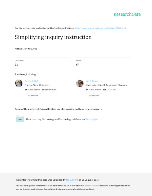 (PDF) Simplifying inquiry instruction