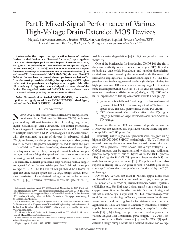 (PDF) Part I: Mixed-Signal Performance of Various High-Voltage Drain ...