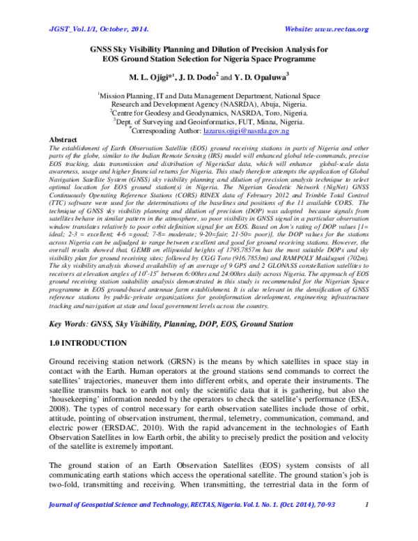 (PDF) GNSS Sky Visibility Planning and Dilution of Precision Analysis ...