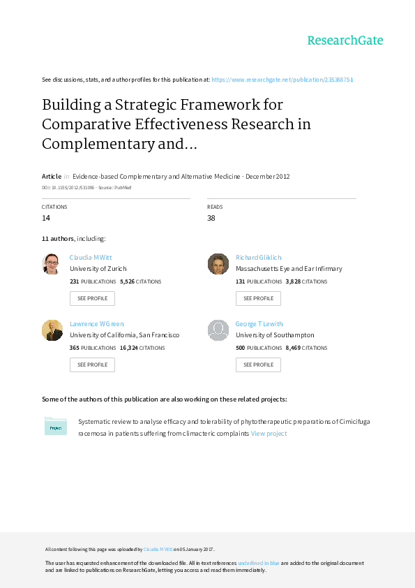 (PDF) Building a Strategic Framework for Comparative Effectiveness ...