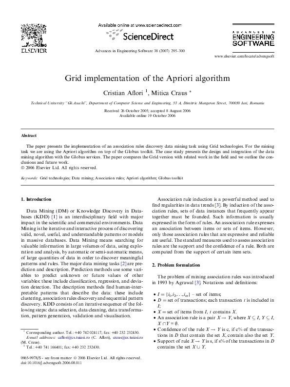 (PDF) Grid implementation of the Apriori algorithm