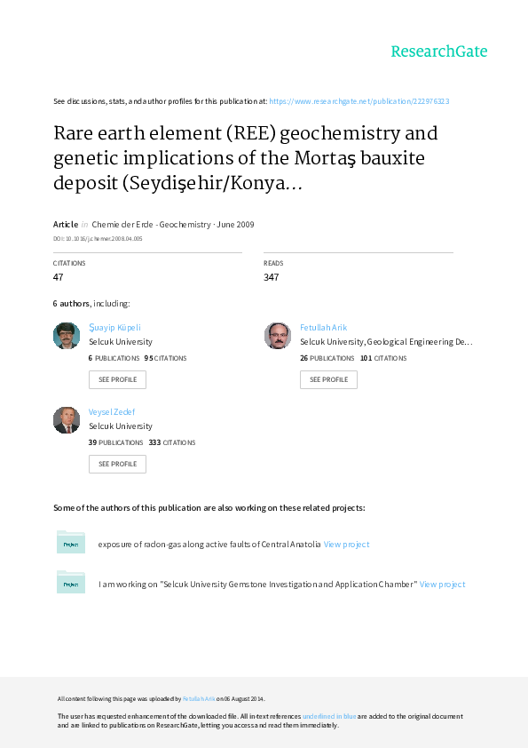 (PDF) Rare earth element (REE) geochemistry and genetic implications of ...