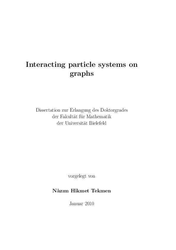 (PDF) Interacting particle systems on graphs