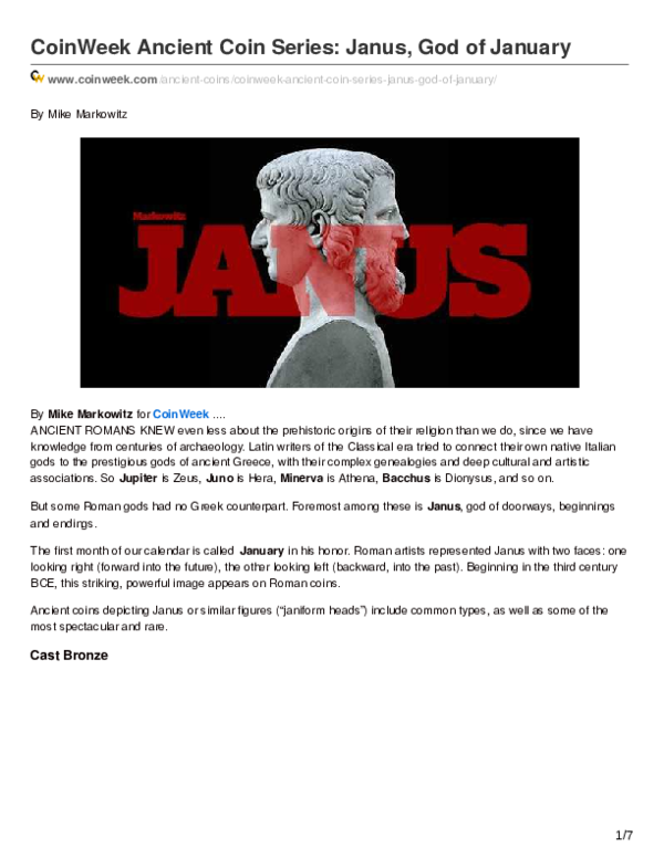(PDF) Janus, God of January on Ancient Coins