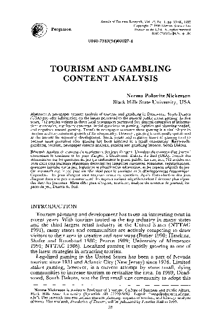 (PDF) Tourism and gambling content analysis