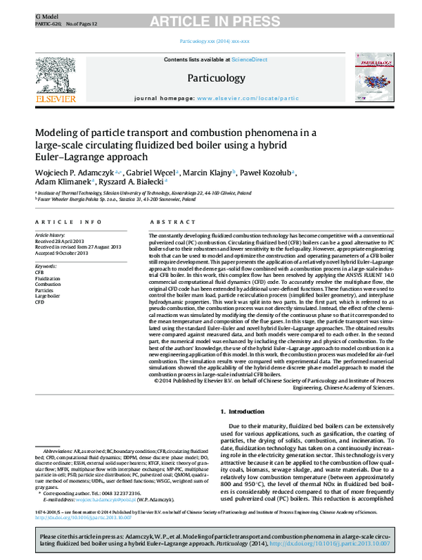 (PDF) Modeling of particle transport and combustion phenomena in a large-scale circulating ...