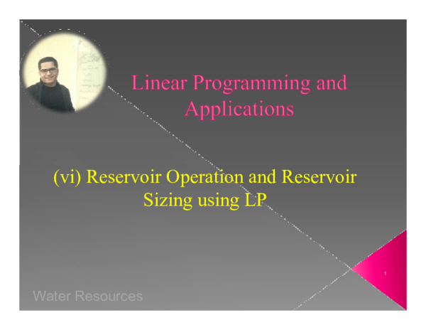 (PDF) Water Resources 1 (vi) Reservoir Operation and Reservoir Sizing using LP
