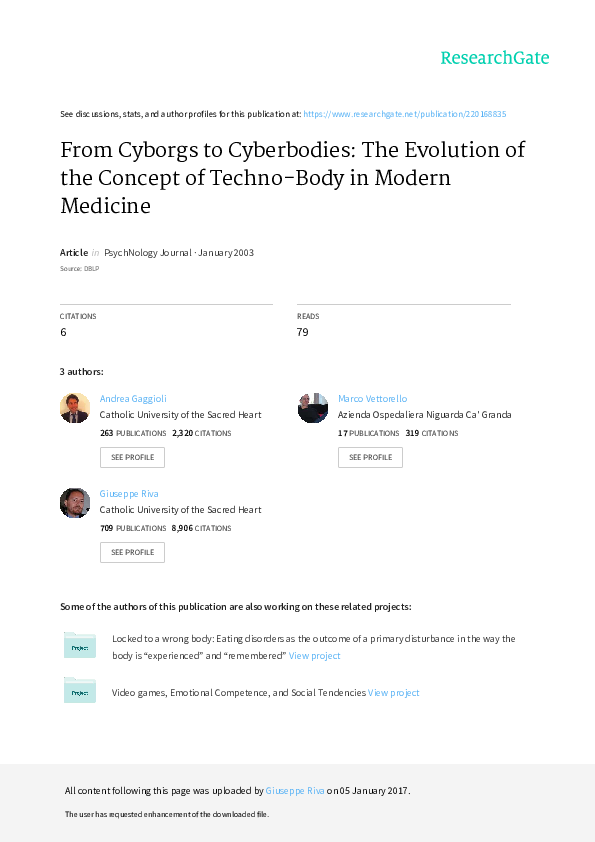 (PDF) From Cyborgs to Cyberbodies: The Evolution of the Concept of ...