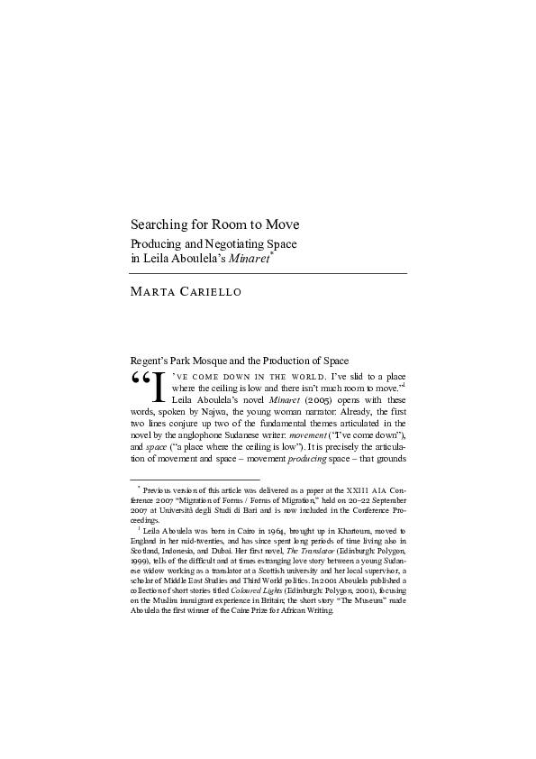 (PDF) CARIELLO M. (2009). Searching for Room to move: Producing and ...