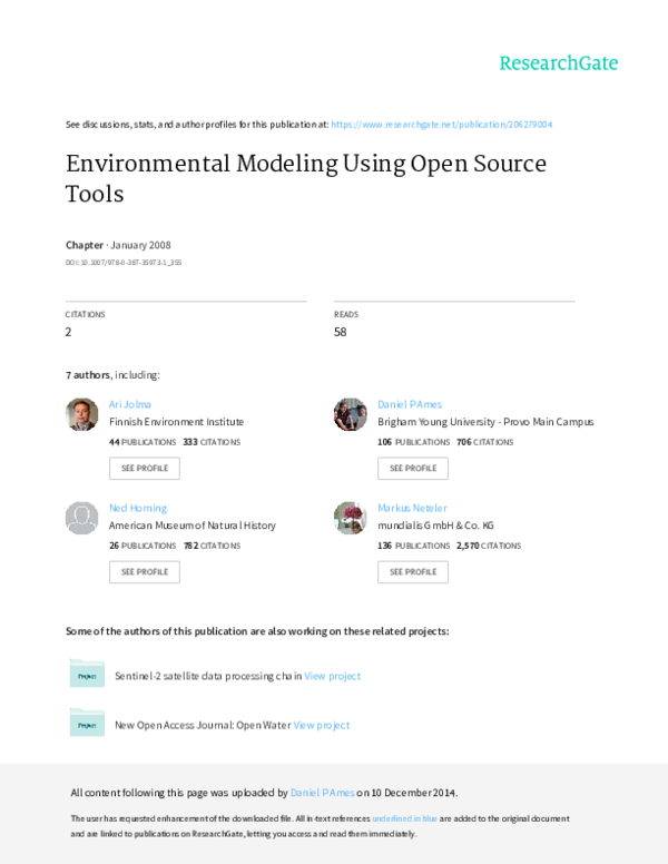 (PDF) Environmental modeling using open source tools