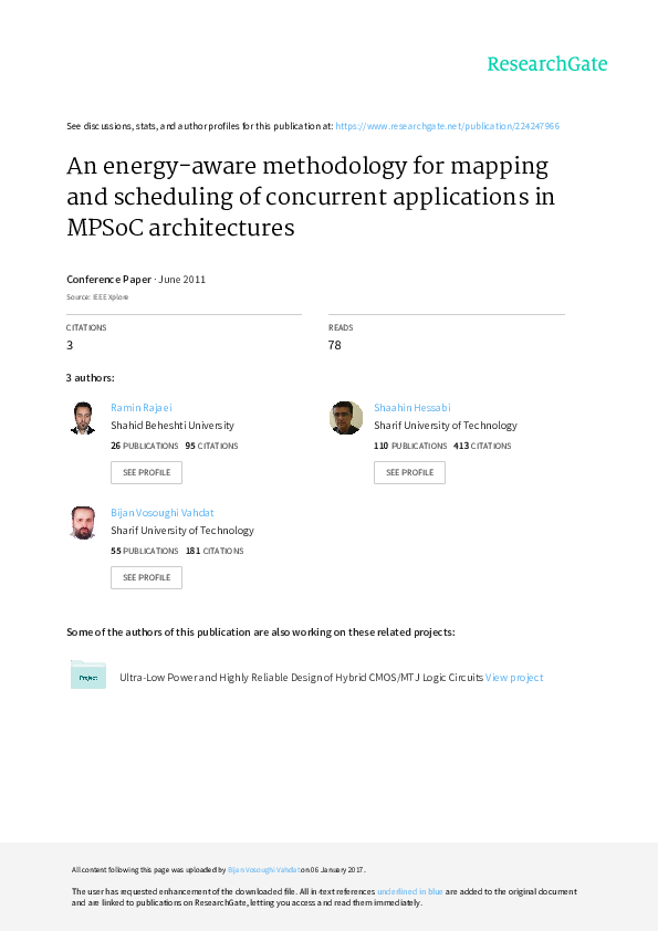 Pdf An Energy Aware Methodology For Mapping And Scheduling Of Concurrent Applications In Mpsoc