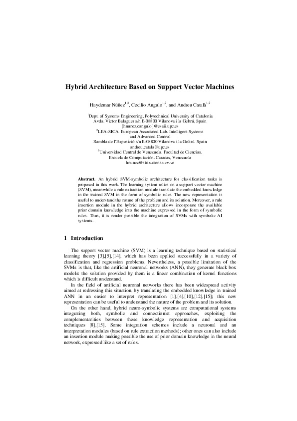 (PDF) Hybrid architecture based on support vector machines
