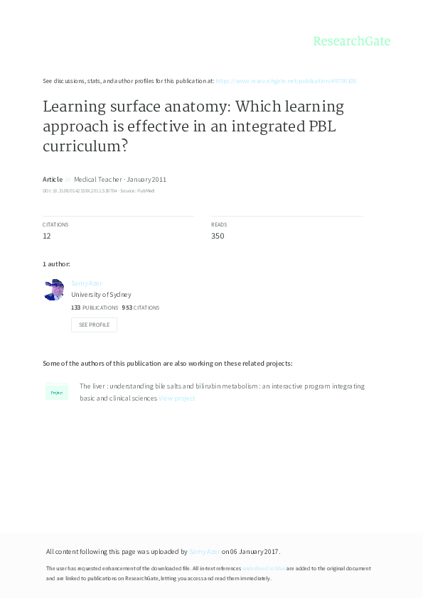 (PDF) Learning surface anatomy: Which learning approach is effective in ...