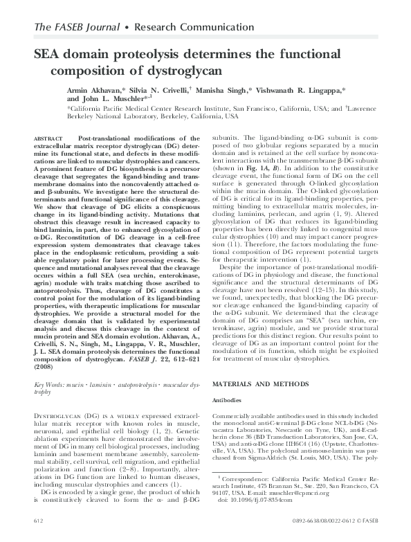 (PDF) SEA domain proteolysis determines the functional composition of ...