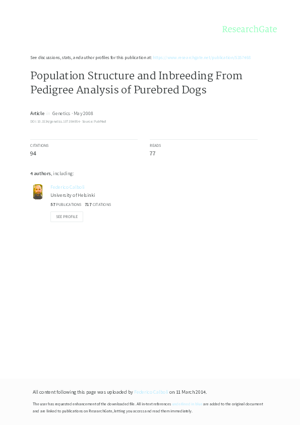 (PDF) Population structure and inbreeding from pedigree analysis of ...
