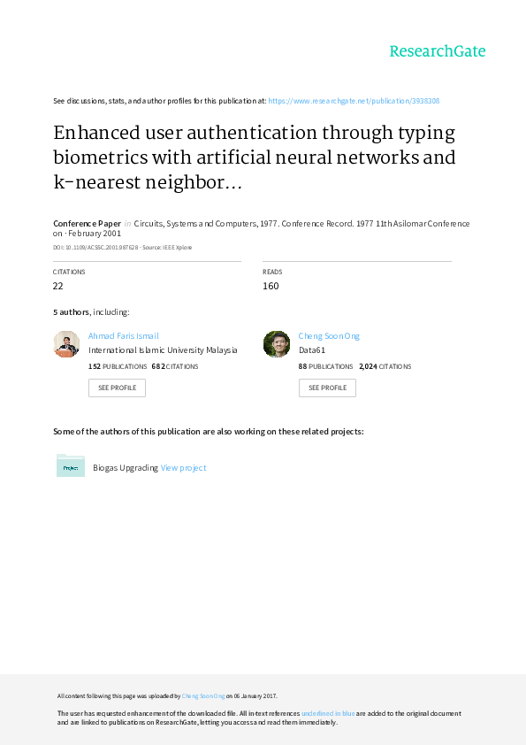 Pdf Enhanced User Authentication Through Typing Biometrics With 7933