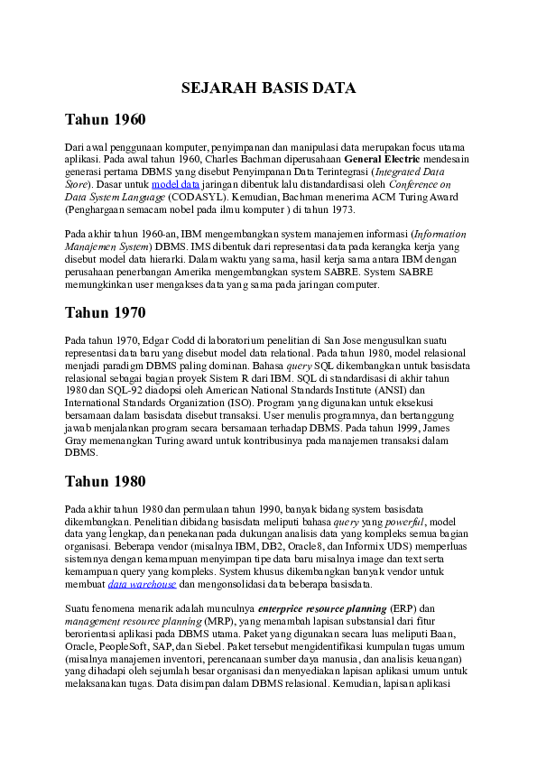 (DOC) SEJARAH BASIS DATA Tahun 1960