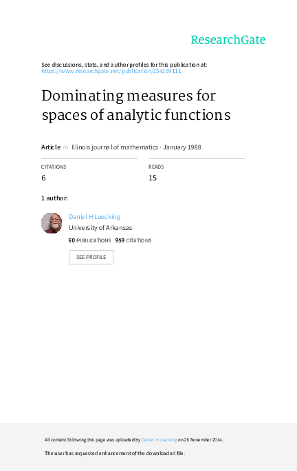 (PDF) Dominating measures for spaces of analytic functions
