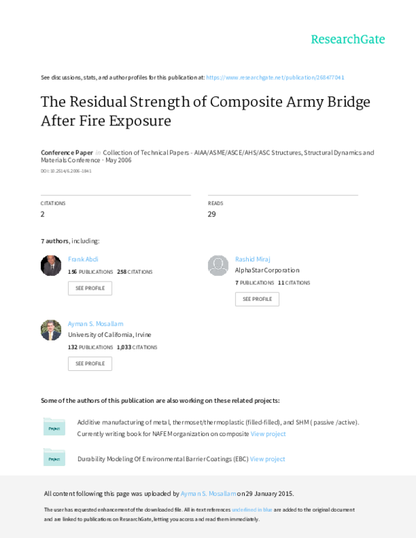 (PDF) The Residual Strength of Composite Army Bridge After Fire Exposure