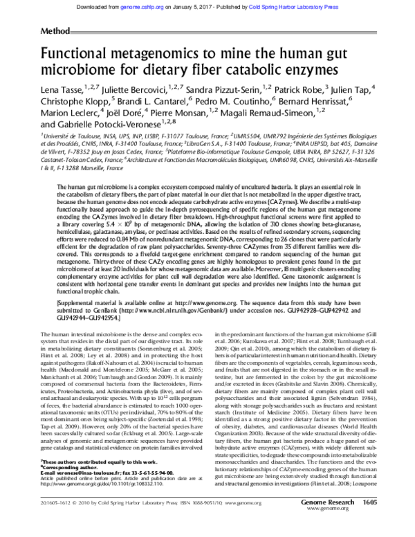 (PDF) Functional metagenomics to mine the human gut microbiome for ...