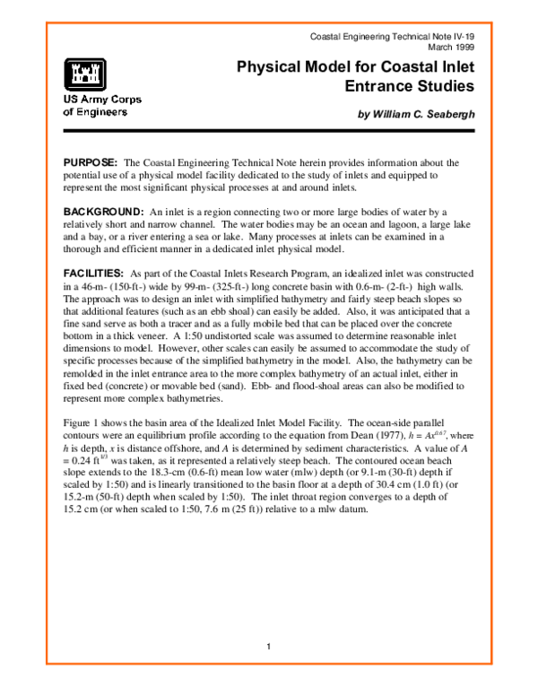 (PDF) Physical Model for Coastal Inlet Entrance Studies