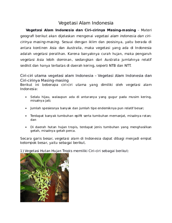 (DOC) Vegetasi Alam Indonesia