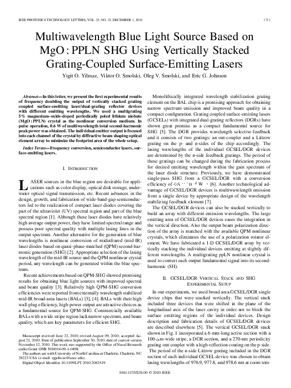 (PDF) Multiwavelength Blue Light Source Based on MgO: PPLN SHG Using Vertically Stacked Grating ...