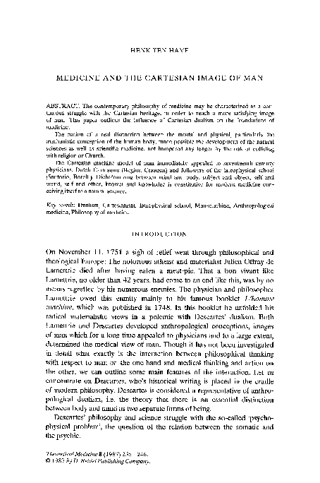 (PDF) Medicine and the Cartesian image of man