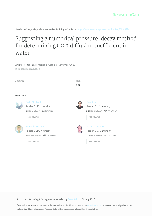 (PDF) Suggesting a numerical pressure-decay method for determining CO2 ...