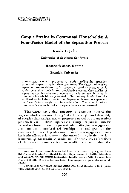 (PDF) Couple Strains in Communal Households: A Four‐Factor Model of the ...
