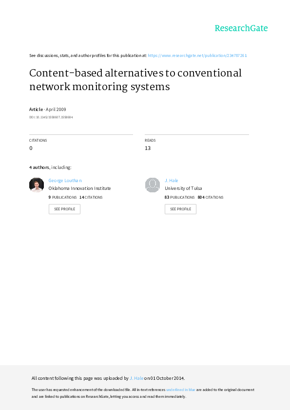 (PDF) Content-based alternatives to conventional network monitoring systems