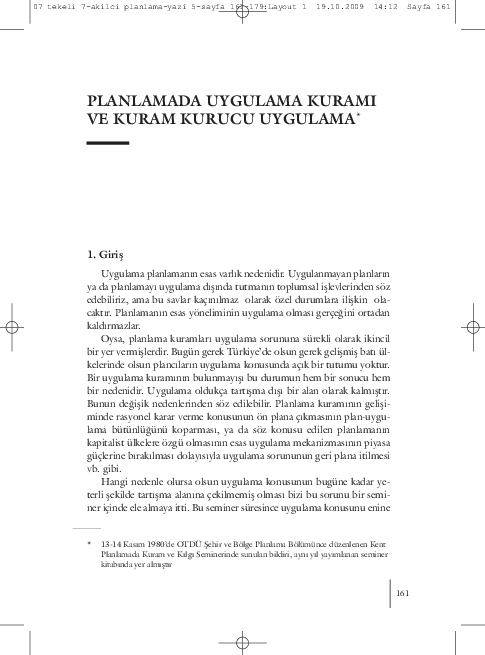 (PDF) PLANLAMADA UYGULAMA KURAMI VE KURAM KURUCU UYGULAMA