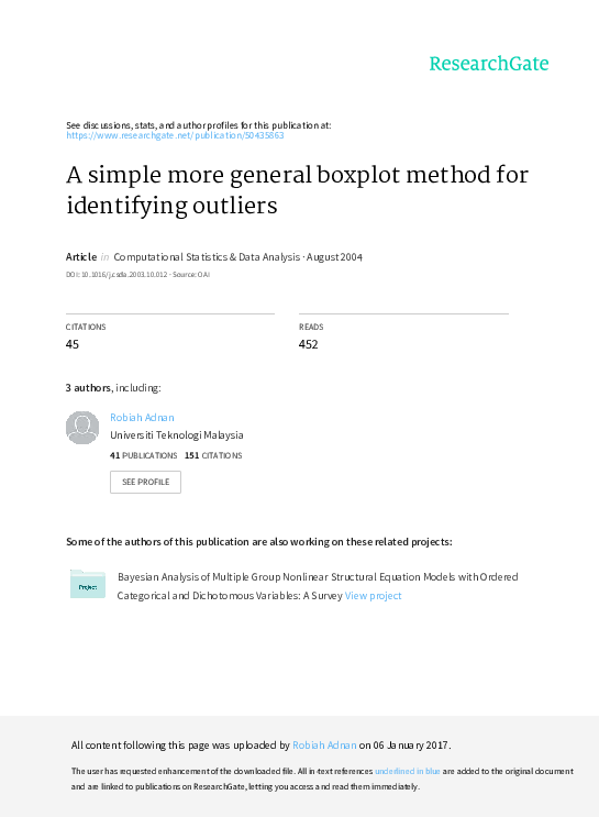 (PDF) A simple more general boxplot method for identifying outliers (PDF) A simple more general boxplot method for identifying outliers