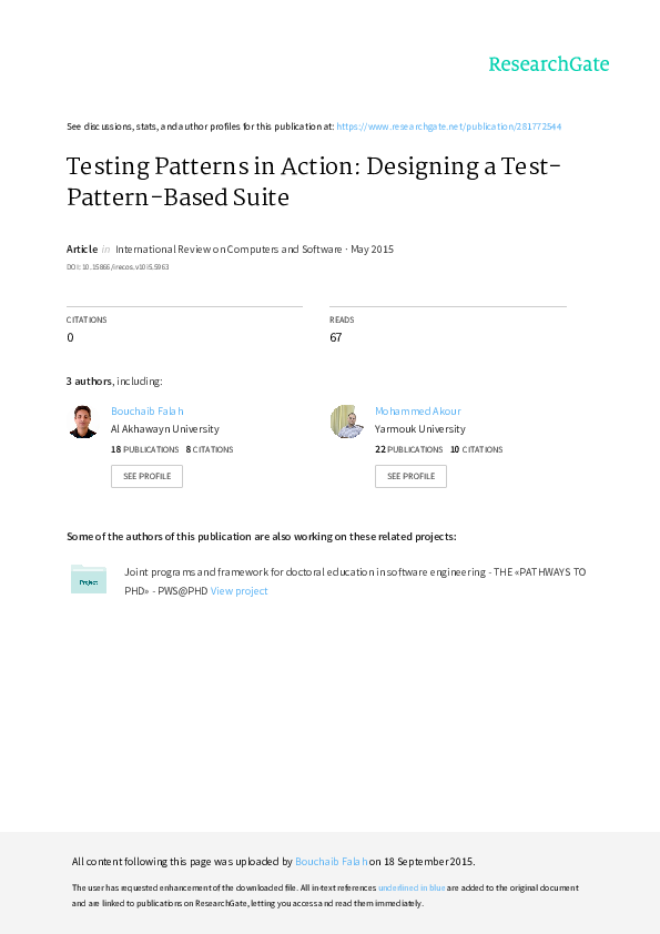 (PDF) Testing Patterns in Action: Designing a Test-Pattern-Based Suite