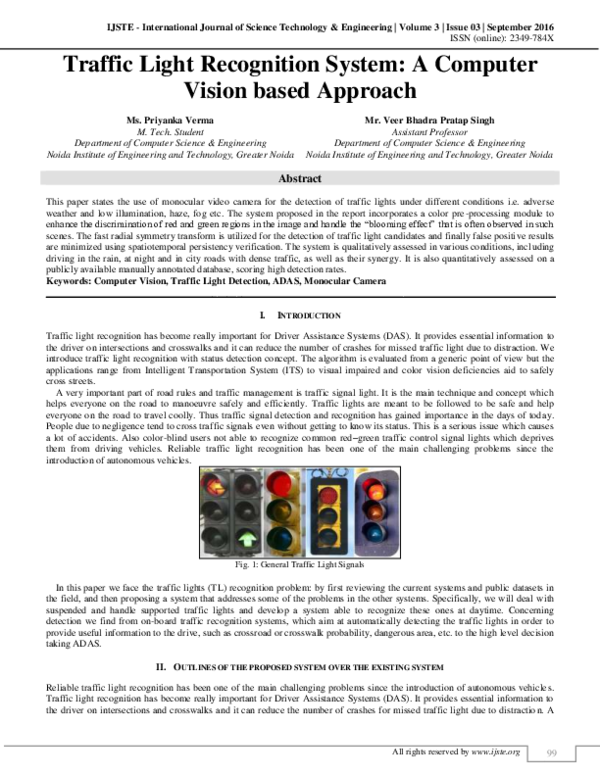 (PDF) Traffic Light Recognition System: A Computer Vision based Approach