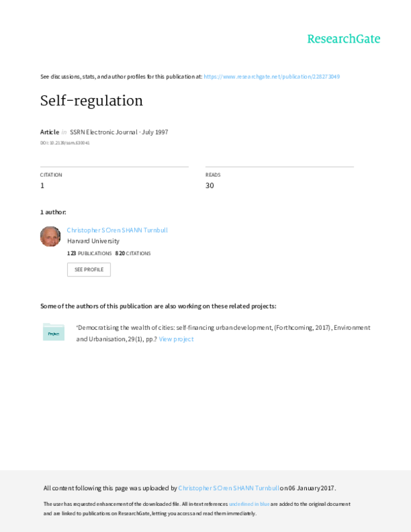 (PDF) Self-regulation