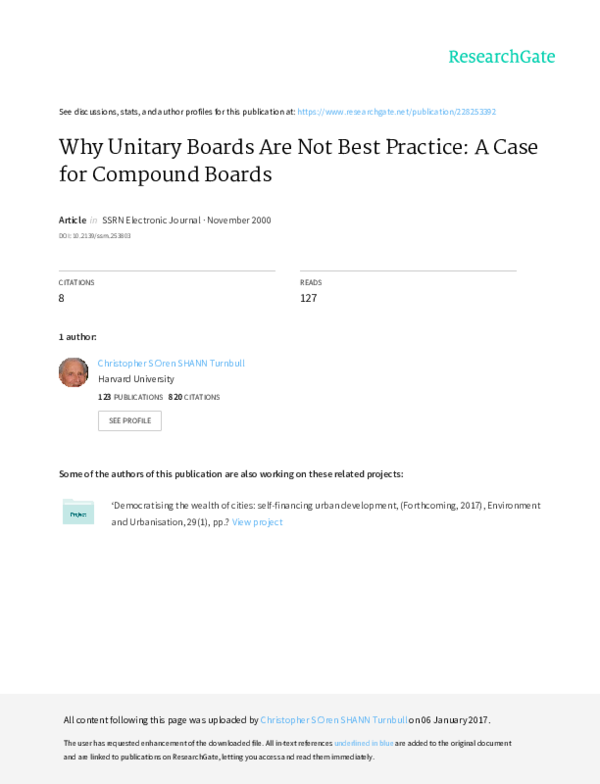 (PDF) Why Unitary Boards Are Not Best Practice: A Case for Compound Boards