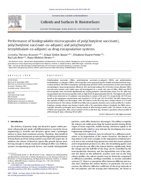 (PDF) Performance of biodegradable microcapsules of poly(butylene ...
