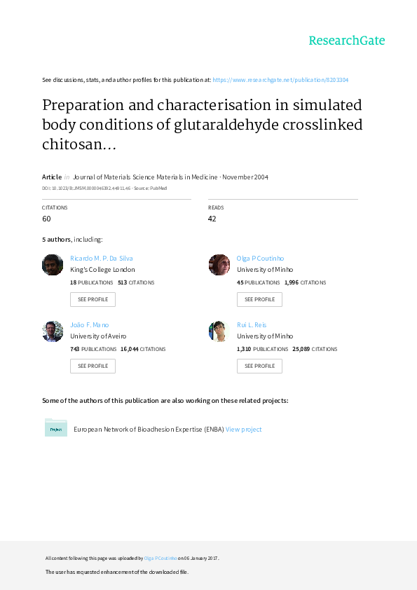 (PDF) Preparation and characterisation in simulated body conditions of ...