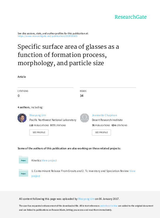 (PDF) Specific surface area of glasses as a function of formation ...