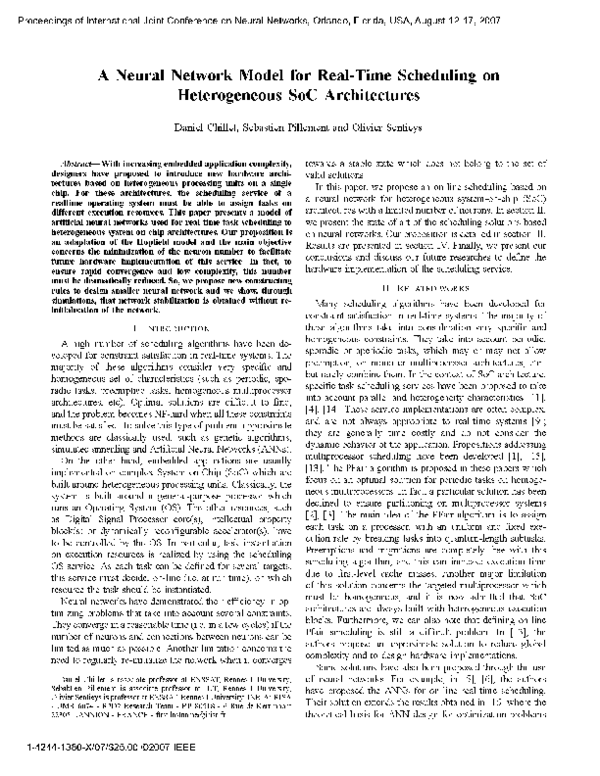 Pdf A Neural Network Model For Real Time Scheduling On Heterogeneous Soc Architectures