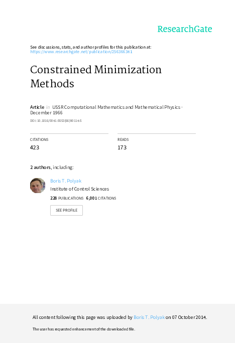 (PDF) Constrained minimization methods