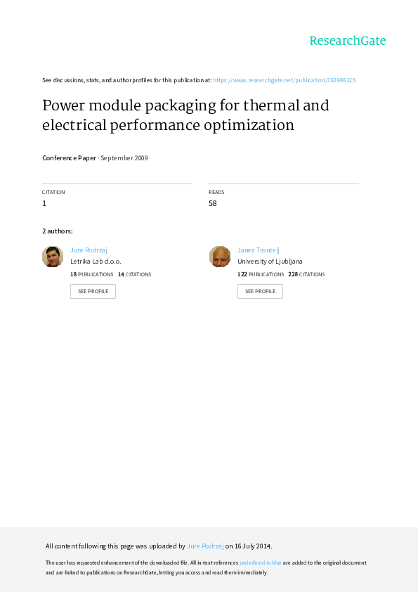 (PDF) Power module packaging for thermal and electrical performance ...