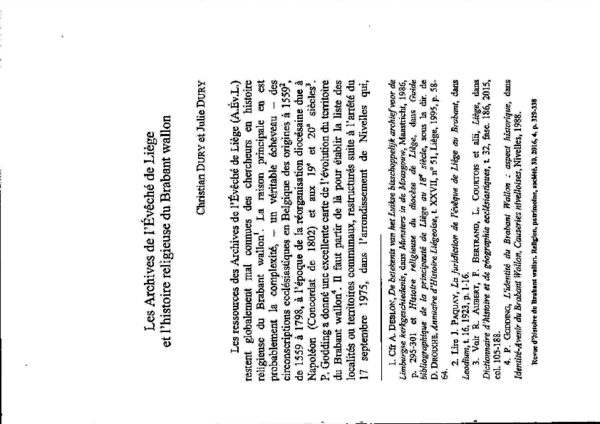 (PDF) Les Archives de l'Evêché de Liège et l'histoire religieuse du ...